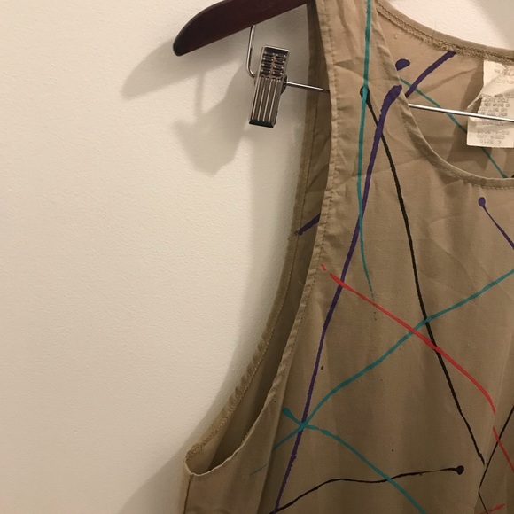 Vintage | Dresses | Nwt Vintage Jumper Dress Splatter Paint Khaki Blue ...